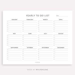Yearly to Do List, Landscape, Printable for Happy Planner Classic & Big ...