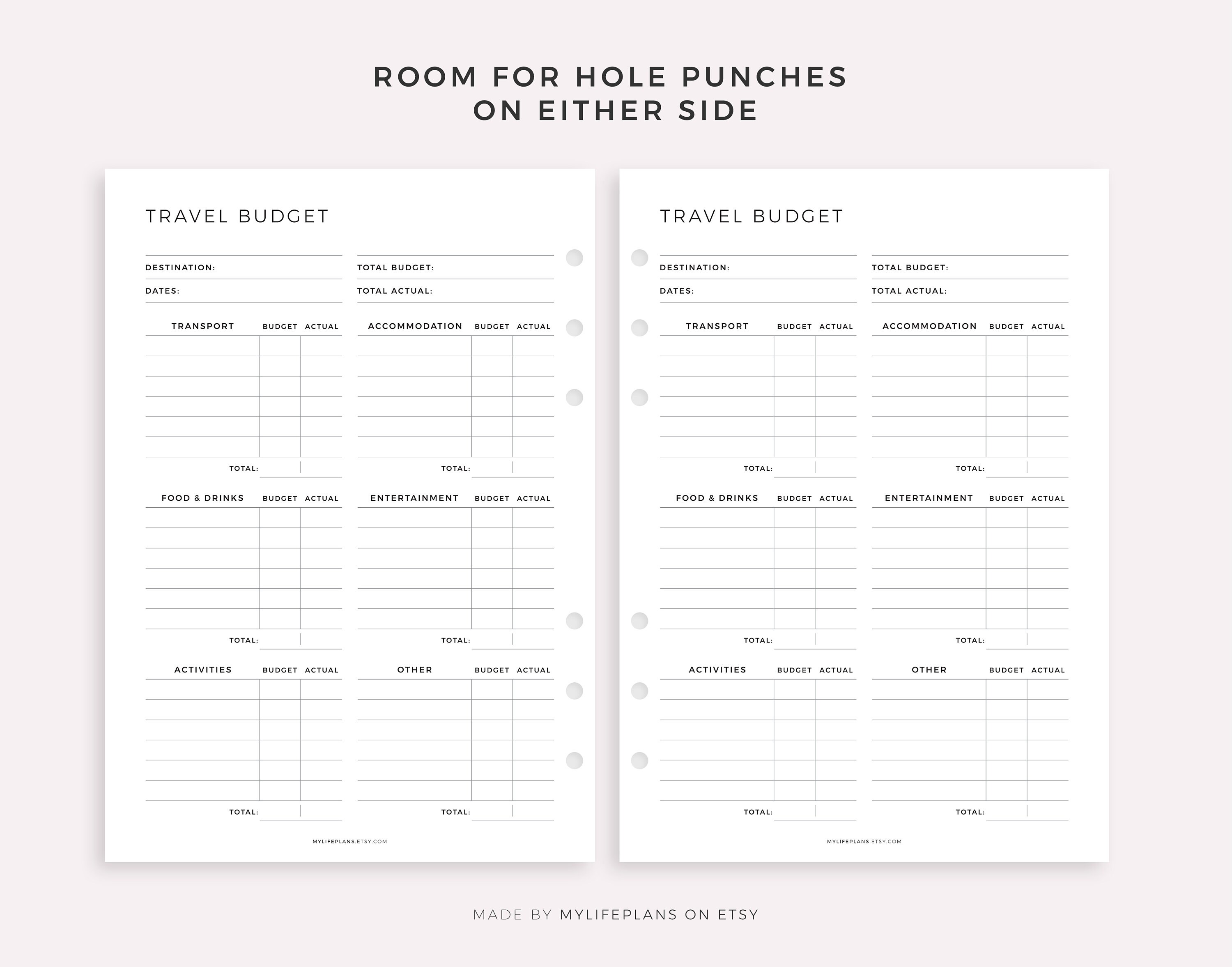 Simple Travel Expenses Tracker Printable Work / Vacation - Etsy