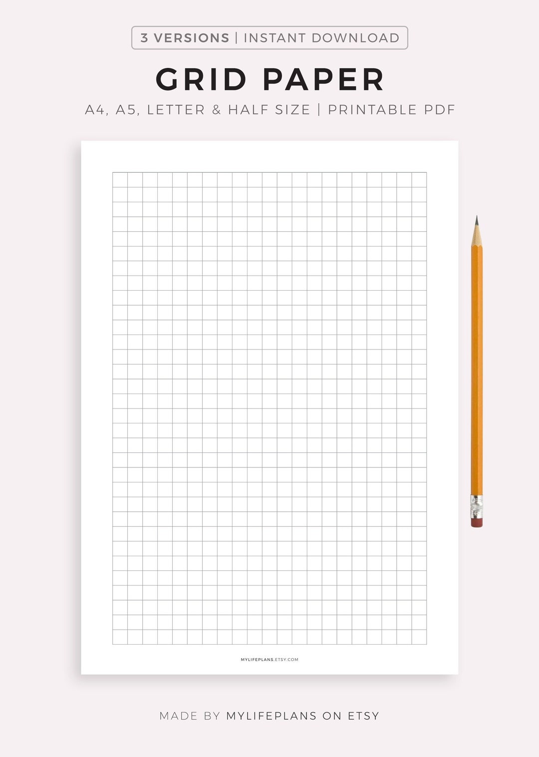 Grid Paper Printable, Squared Paper, Planner Inserts, A4/a5/letter/half ...
