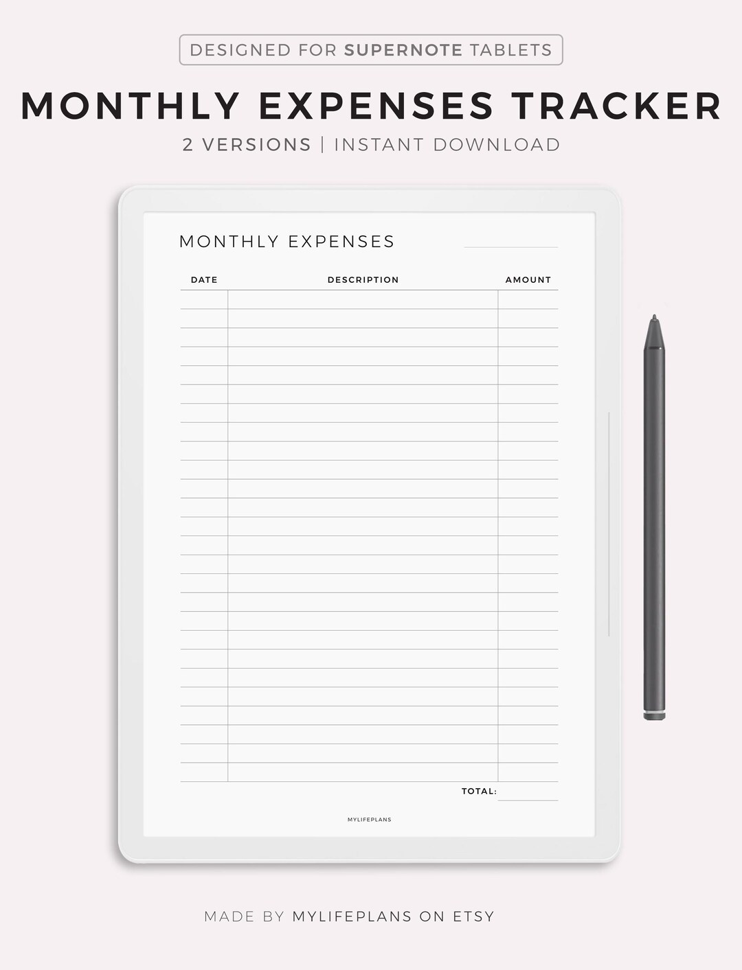 Simple Monthly Expenses Tracker, Spending Log, Purchase Recorder ...