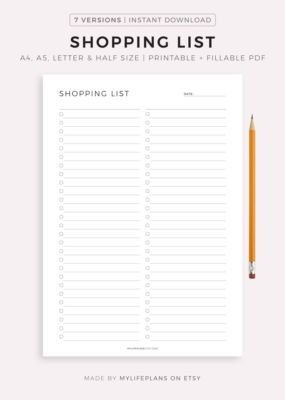 Printable Shopping List Template, to Buy List, Item Checklist, Shopping ...