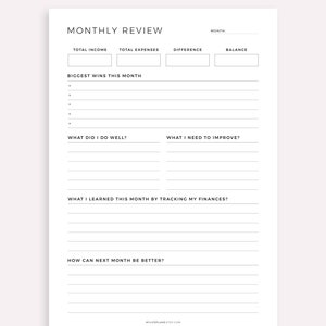 Monthly Financial Review, Financial Reflection, Budgeting Evaluation ...