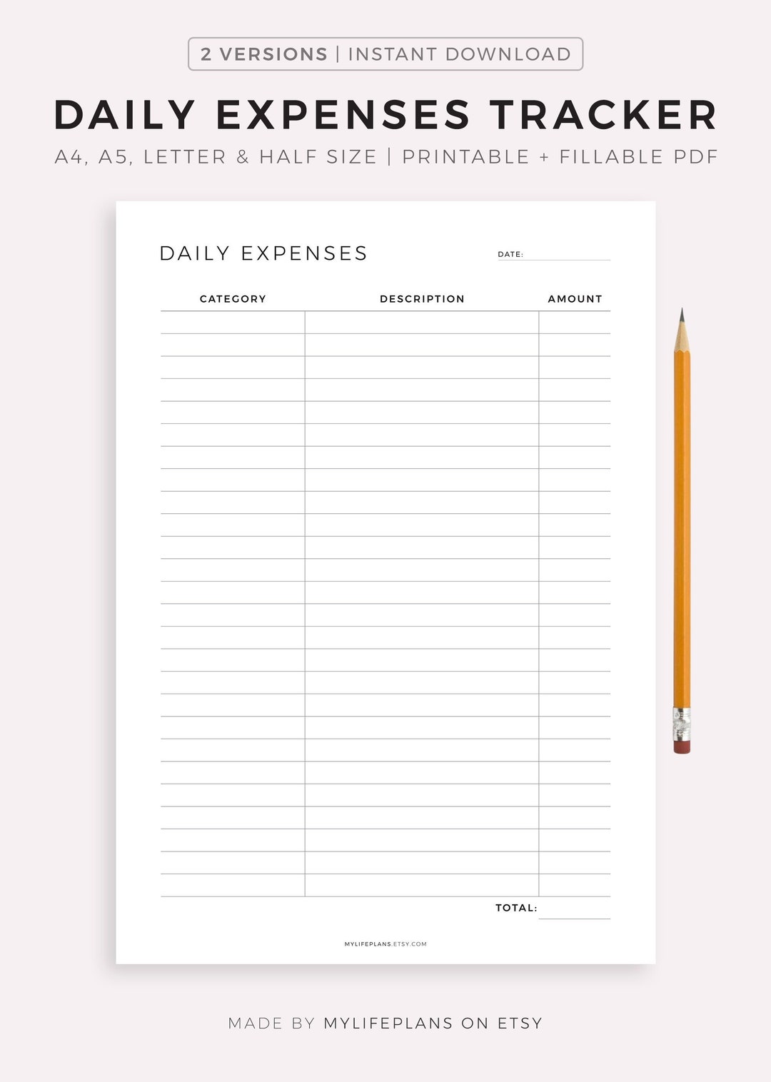 Daily Expenses Tracker Printable, Spending Tracker, Budget Tracker, A4 ...