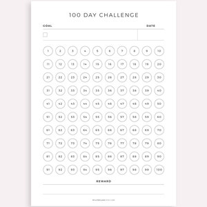 100 Day Challenge, Goal Setting, Progress Tracker, Habit Forming, A4/a5 ...