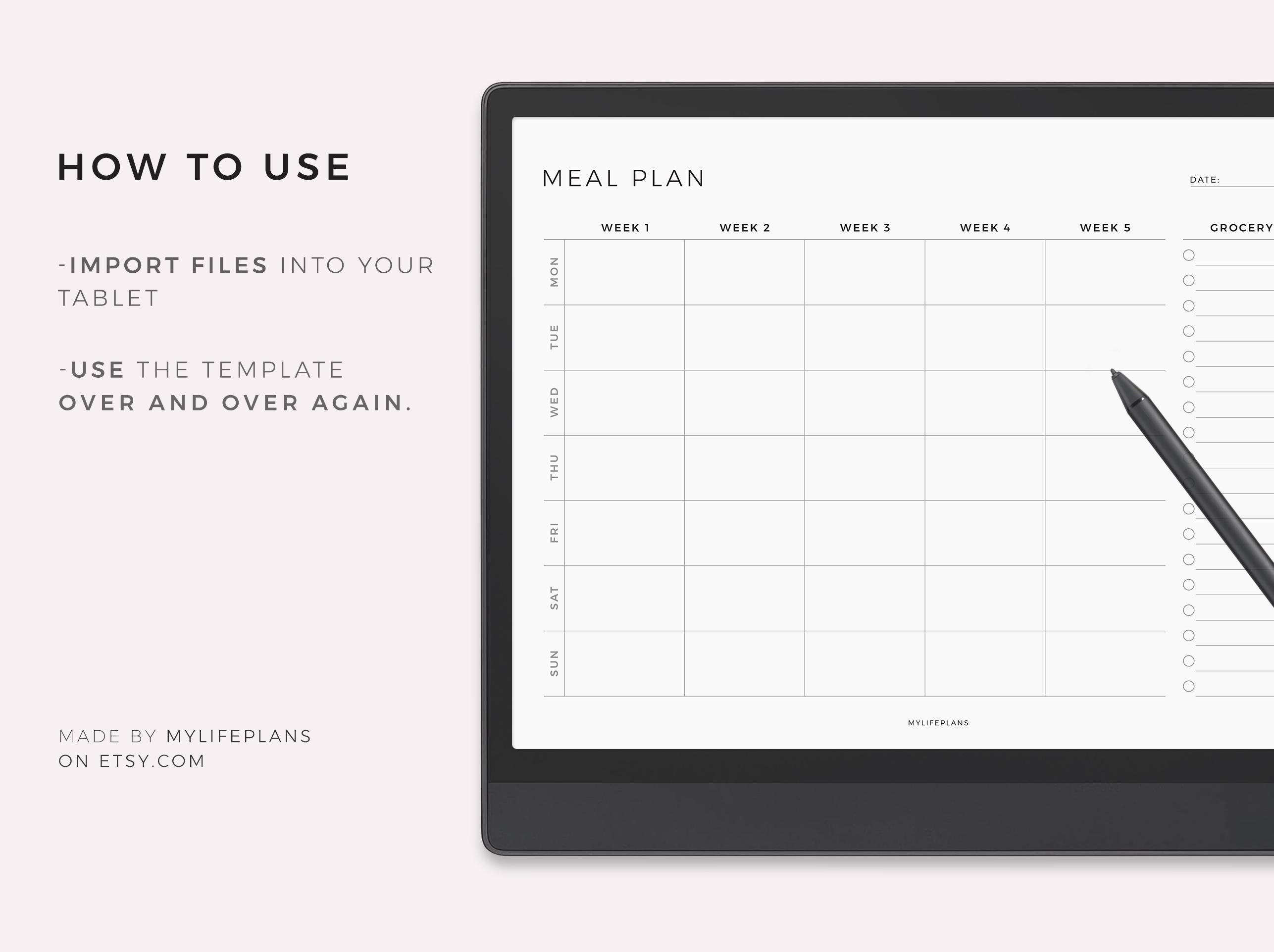 Monthly Meal Planner for Boox Note Series / Tab Series / Go 10.3 ...