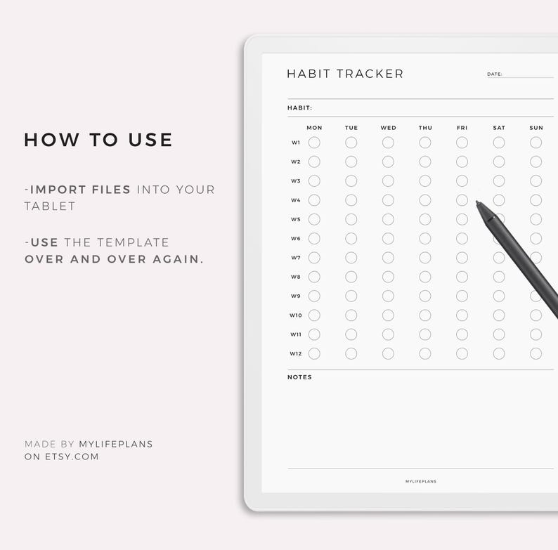 12 Week Habit Tracker for Supernote A5X2/A5X/A5/A6X2/A6X/A6, Instant ...
