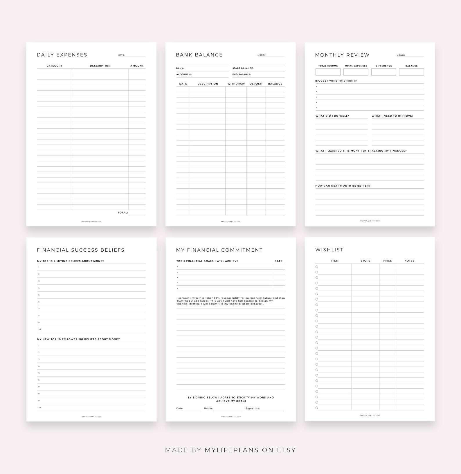 Finance Planners Inserts Bundle Printable, A4/a5/letter/half Letter ...