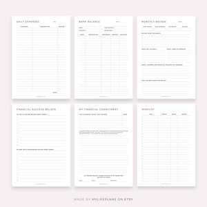 Finance Planners Inserts Bundle Printable, A4/a5/letter/half Letter ...