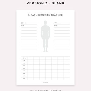 Digital Body Measurements Tracker, 8 Week Body Transformation, Workout ...