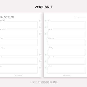 Yearly Overview, Two Page Yearly Planner Printable, Year at a Glance ...