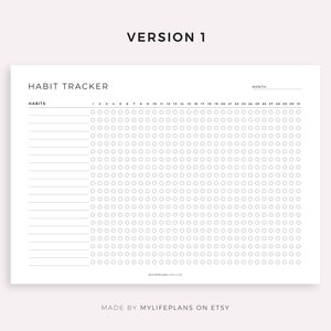Monthly Habit Tracker Printable Landscape, Habit Tracker Template ...