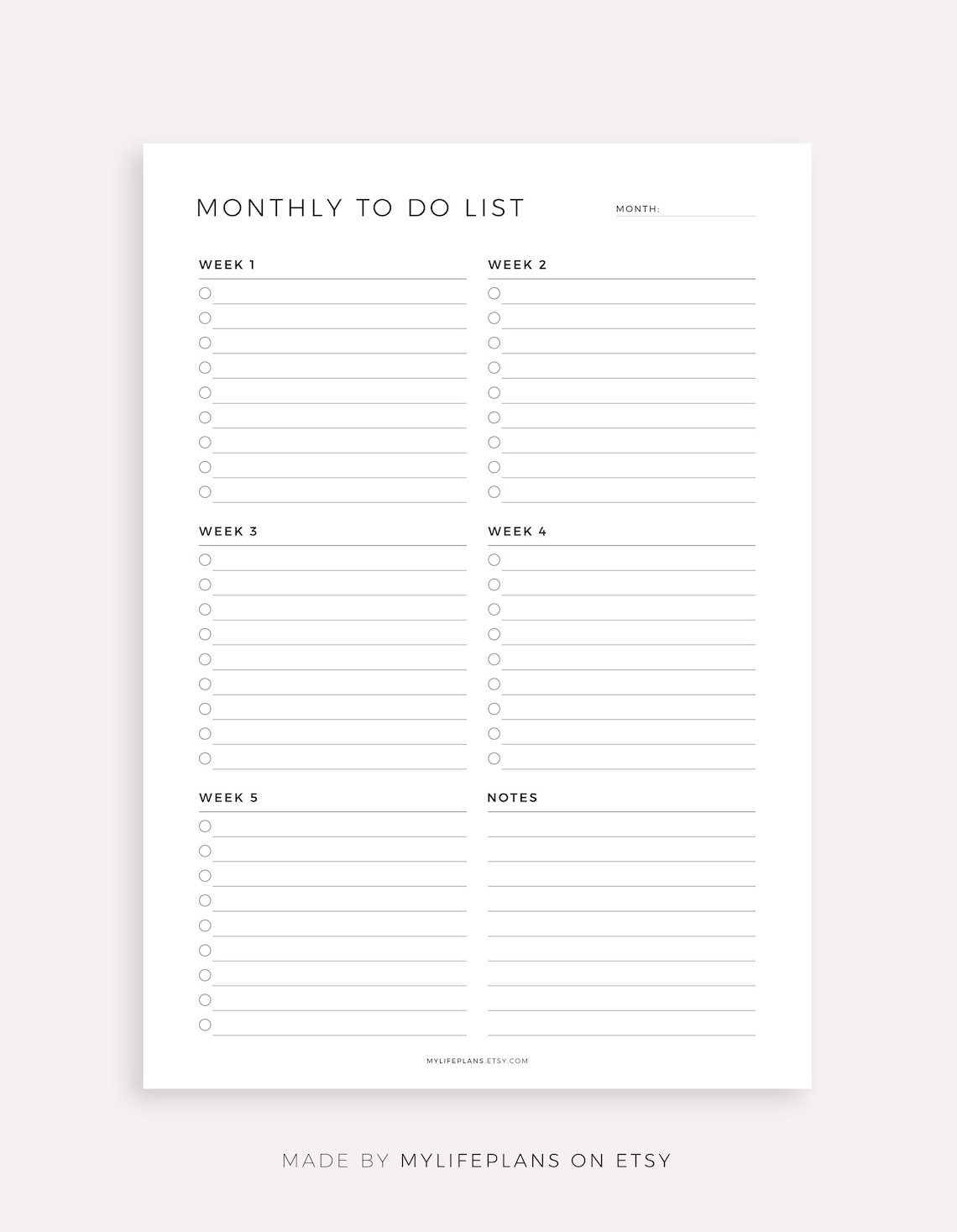 Monthly to Do List Printable, Monthly Task List Template, Monthly ...