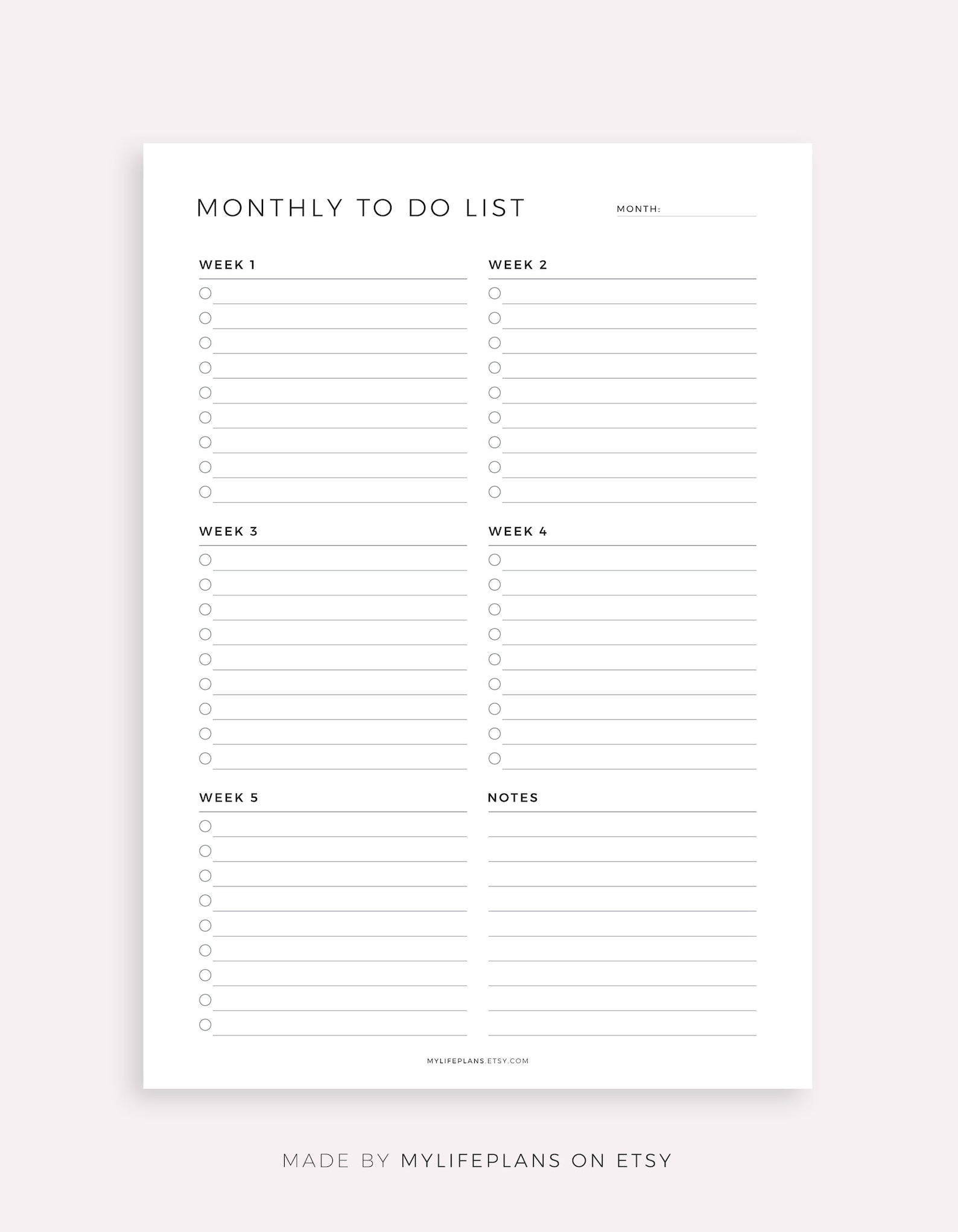 Monthly to Do List Printable Monthly Task List Template - Etsy