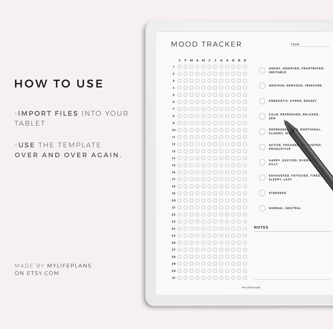 Mood Tracker for Supernote A5X2/A5X/A5/A6X2/A6X/A6, Instant Download - Etsy