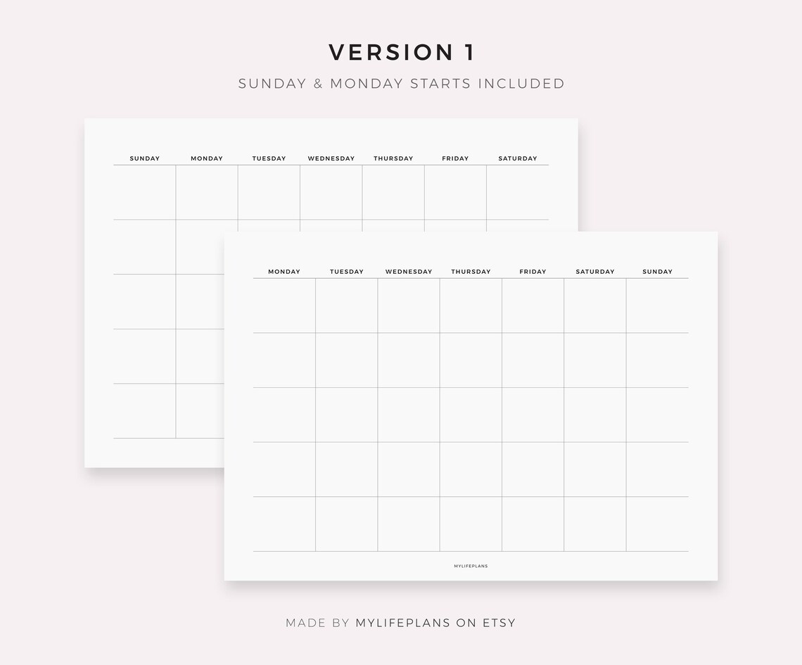 Blank Monthly Calendar for Kindle Scribe, Landscape, Minimalist ...