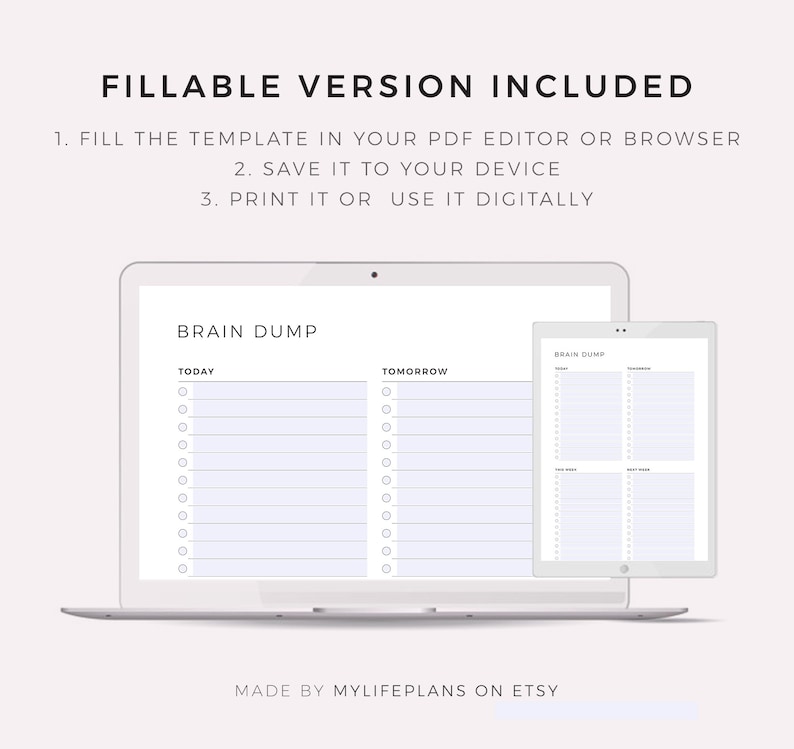 Brain Dump Printable Priorities Organizer to Do List - Etsy
