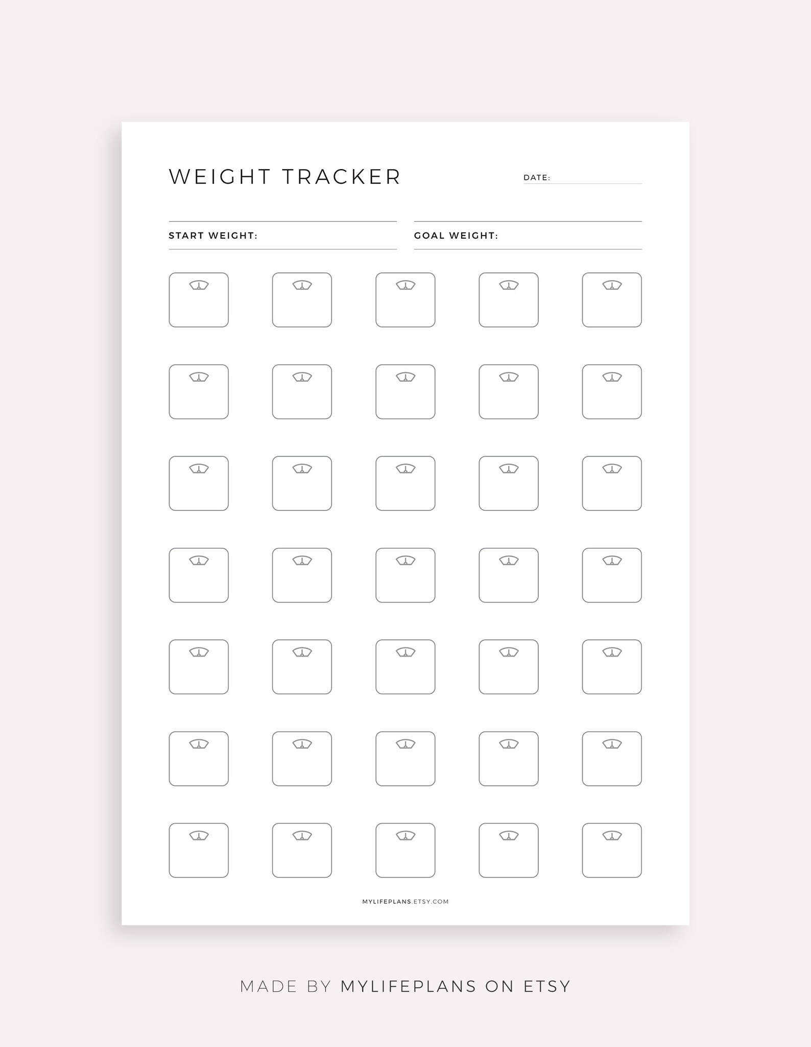 Weight Tracker Printable, Weight Loss Planner, Weight Goal Tracker ...