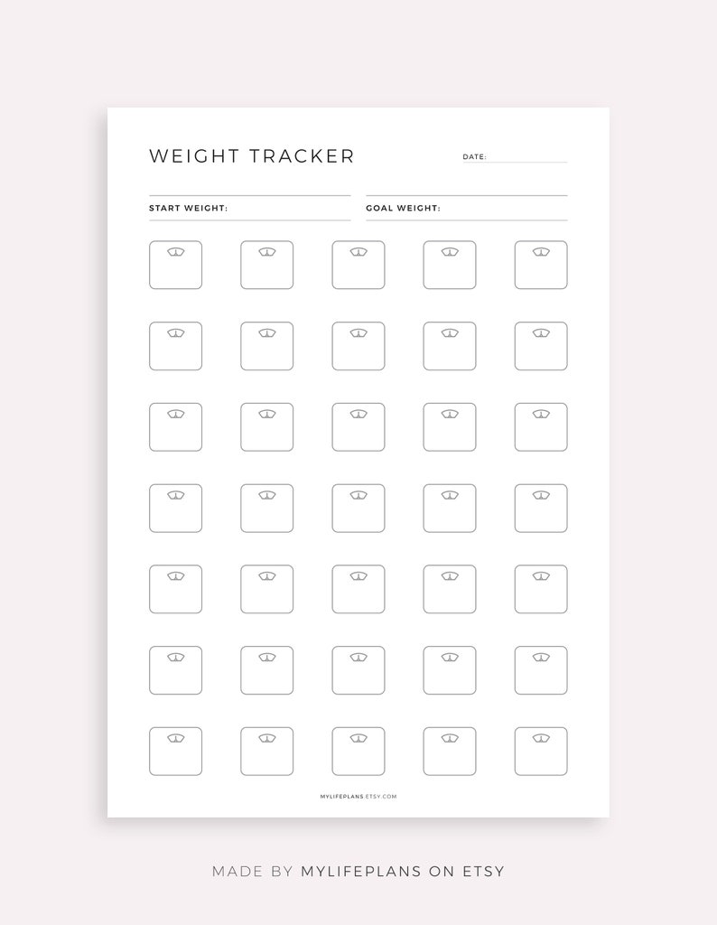 Weight Tracker Printable Weight Loss Planner Weight Goal - Etsy