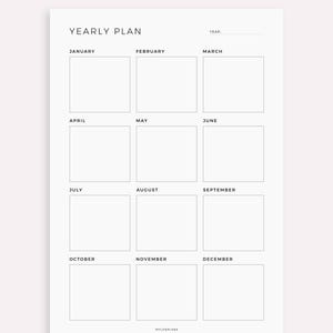 Yearly Overview, Yearly Planner on One Page, Year at a Glance, Undated ...
