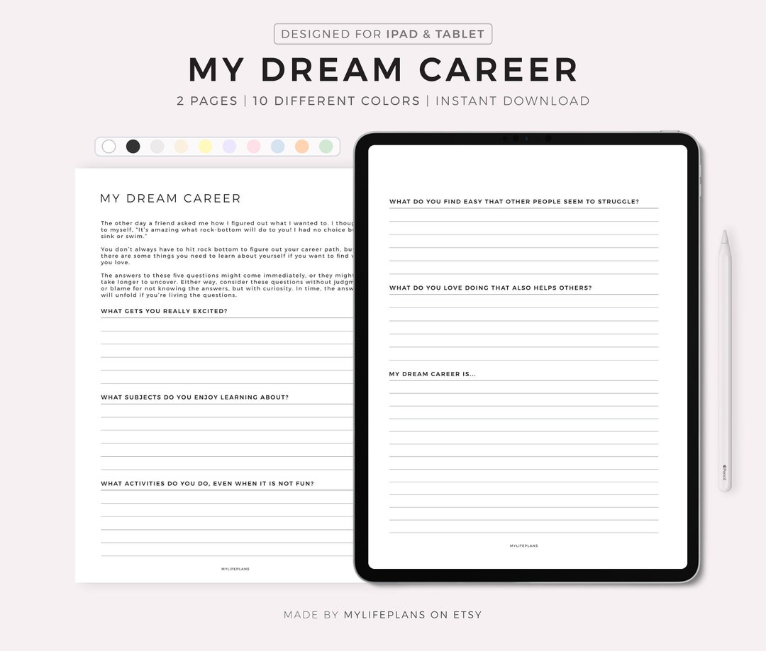 My Dream Career Planner, Career Goals, Career Change, Digital Planner ...