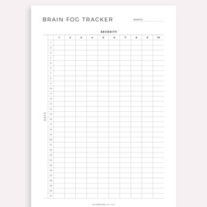 Monthly Brain Fog Tracker Printable Template, Track Daily Brain Fog ...