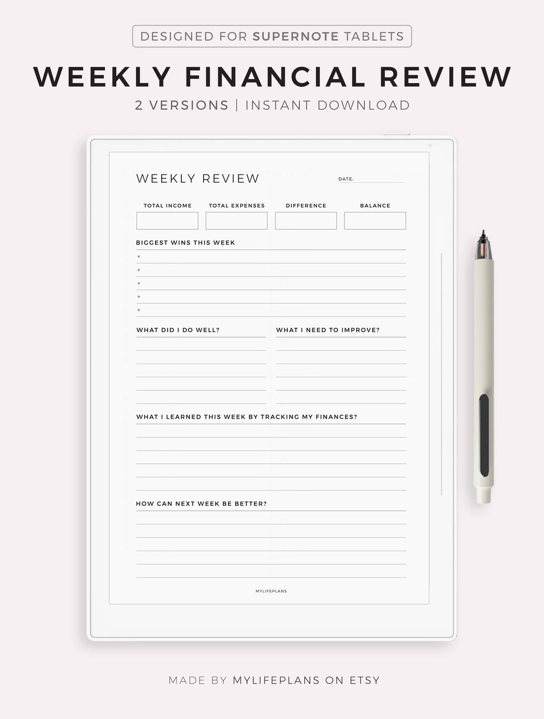 Weekly Financial Review, Financial Reflection, Budgeting Evaluation ...