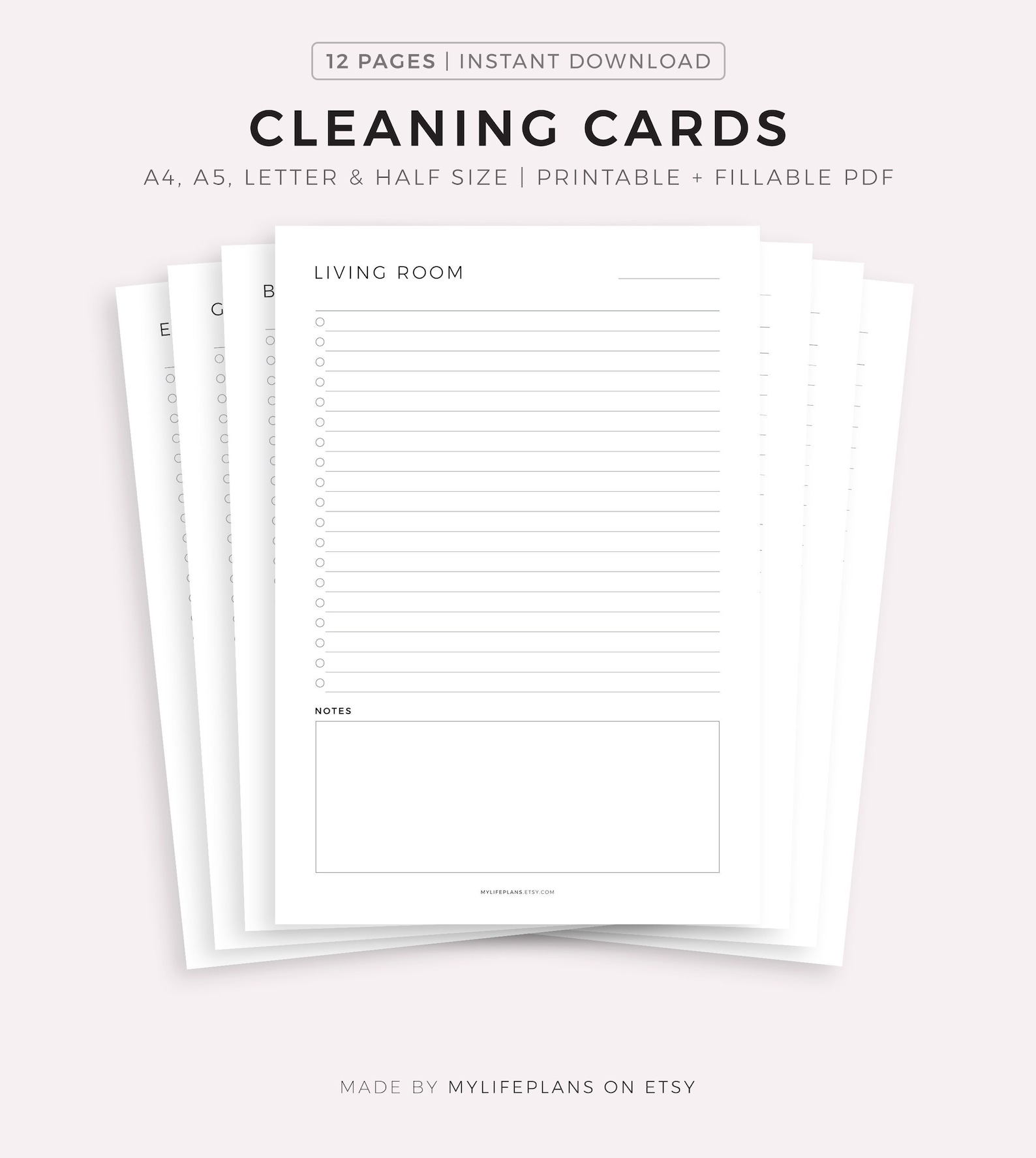 Printable House Cleaning Cards Cleaning Checklist by Room - Etsy