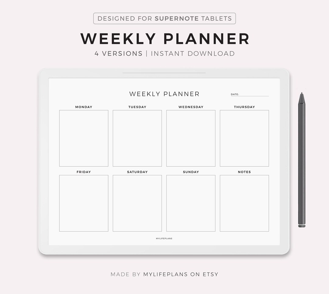 Weekly Planner for Supernote A5X2/A5X/A5/A6X2/A6X/A6, Landscape ...