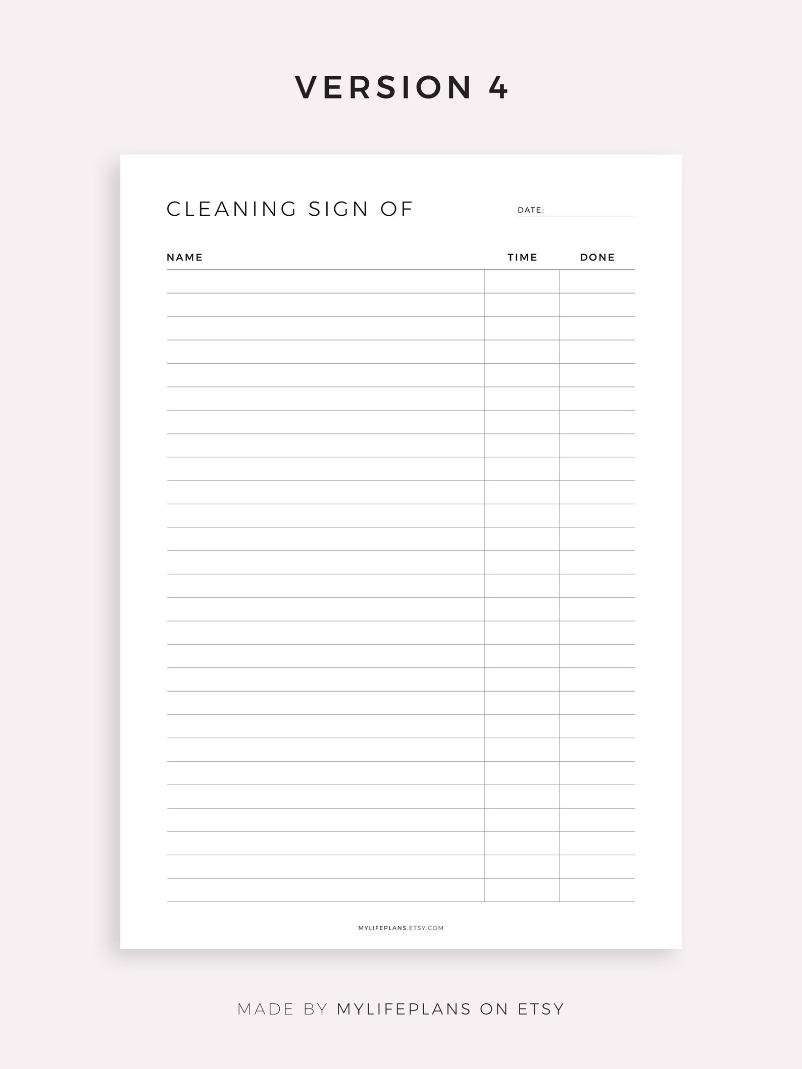 Cleaning Sign off Sheet Printable, Restroom Cleaning, Bathroom Cleaner ...