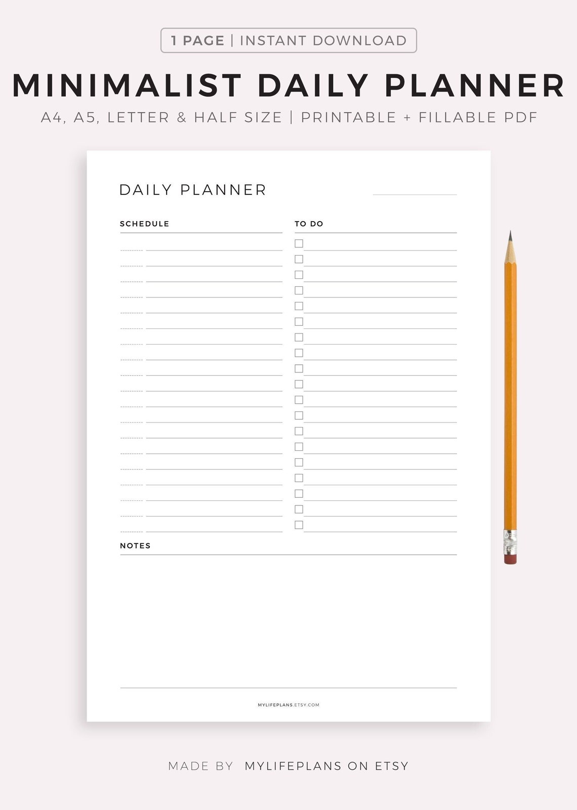 Minimalist Daily Planner Printable Daily to Do List for - Etsy