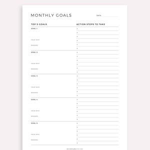 Top 5 Goals Yearly Goals, Quarterly Goals, Monthly Goals, Weekly Goals ...