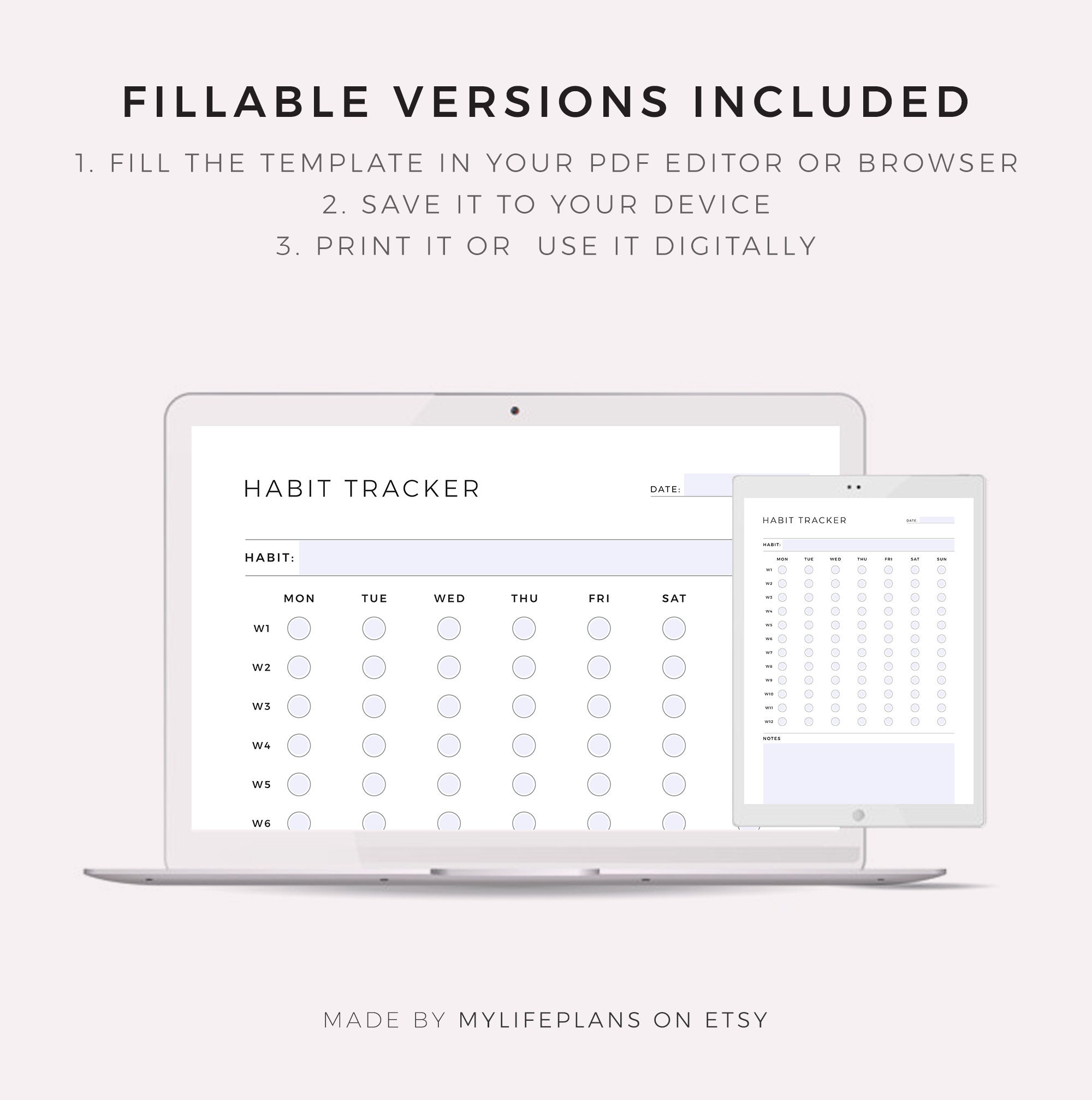 12 Week Habit Tracker Printable Habit Planner Routine - Etsy