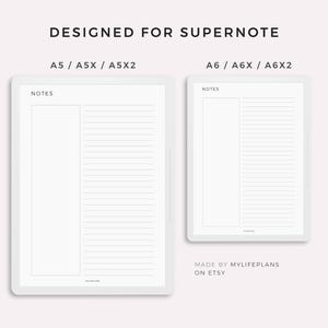 Notes Page for Supernote A5X2/A5X/A5/A6X2/A6X/A6, Notes Template, Note ...
