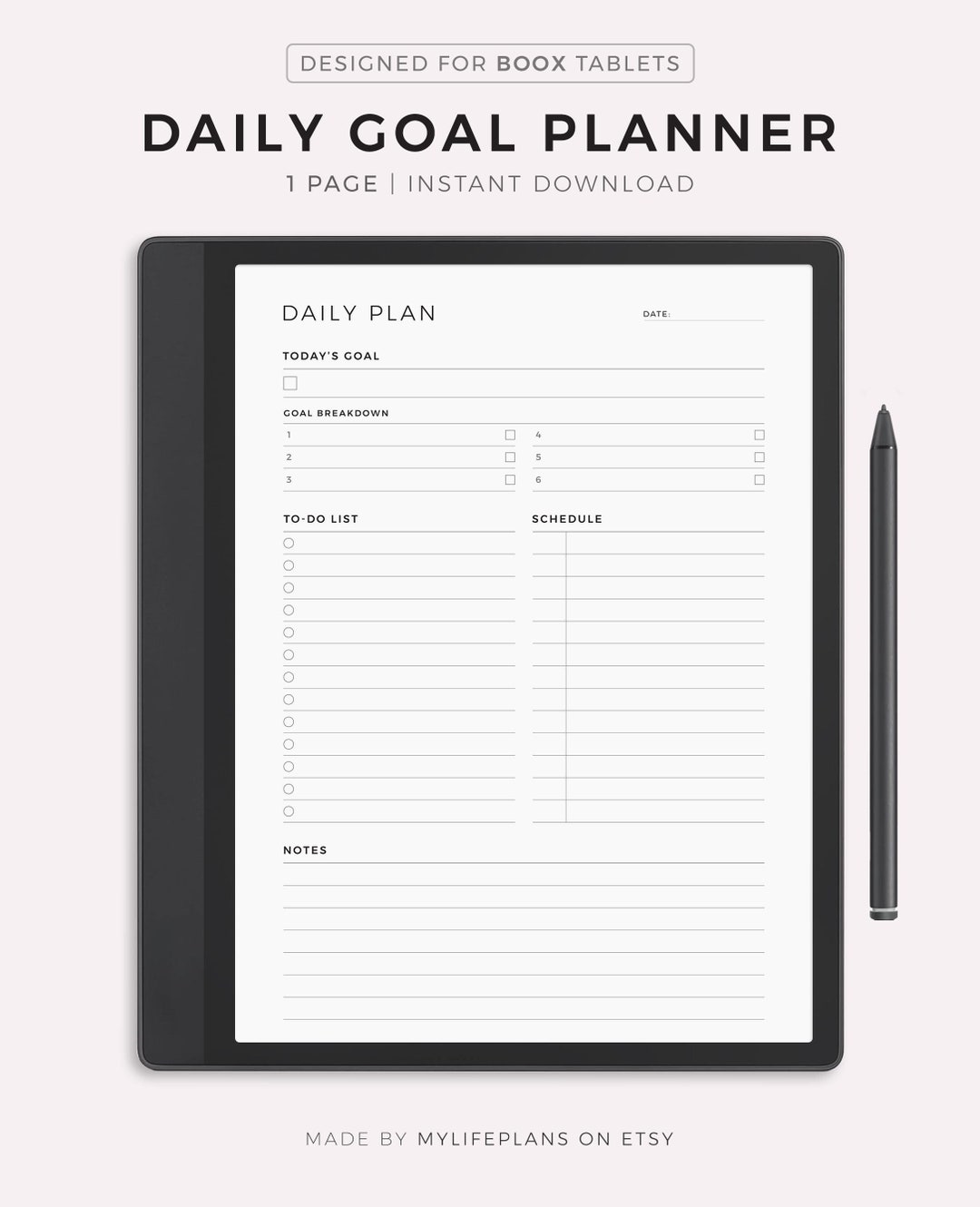 Daily Goal Planner, Daily to Do List, Daily Schedule, Compatible With ...