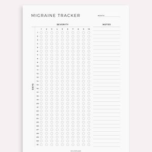 Monthly Migraine Tracker for Supernote A5X2/A5X/A5/A6X2/A6X/A6, Instant ...