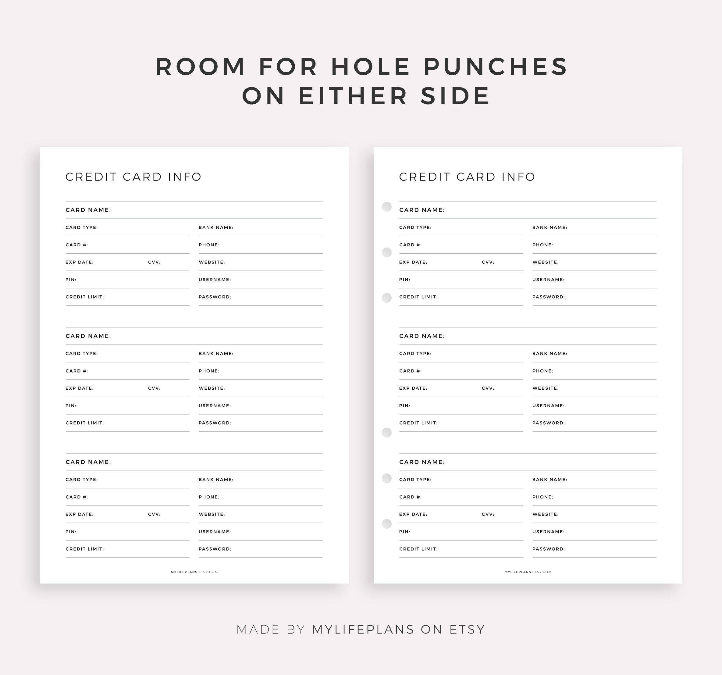 Credit Card Tracker Printable Template Credit Card List - Etsy