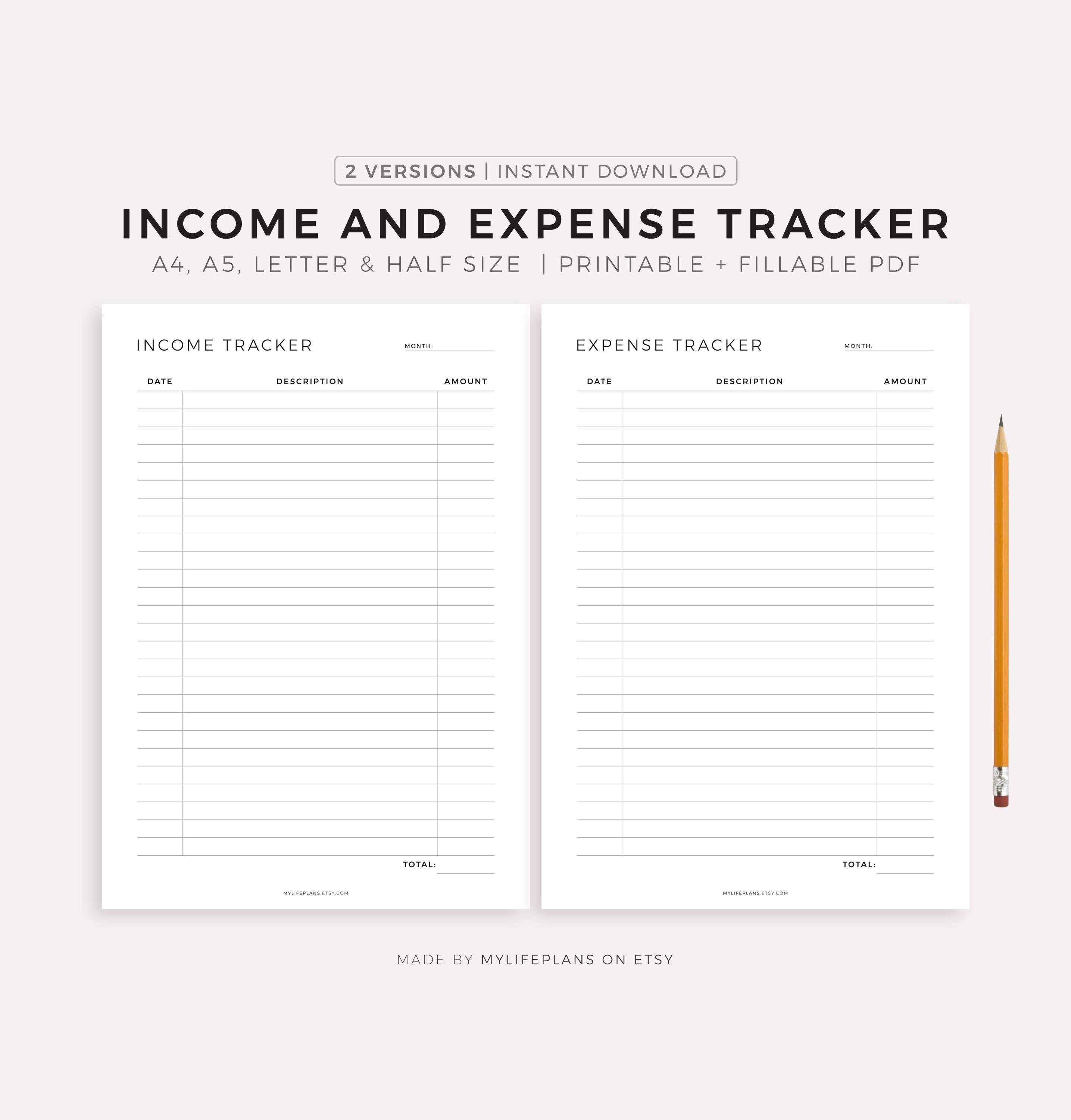 Income Tracker, Expense Tracker, Money Tracker Template, Monthly ...