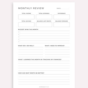 Monthly Financial Review, Financial Reflection, Budgeting Evaluation ...