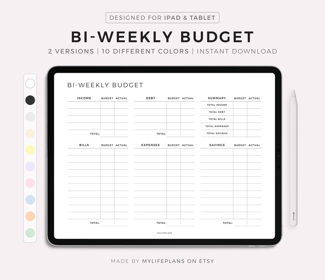 Digital Bi-weekly Budget Planner Landscape, Budget Template, Budget by ...