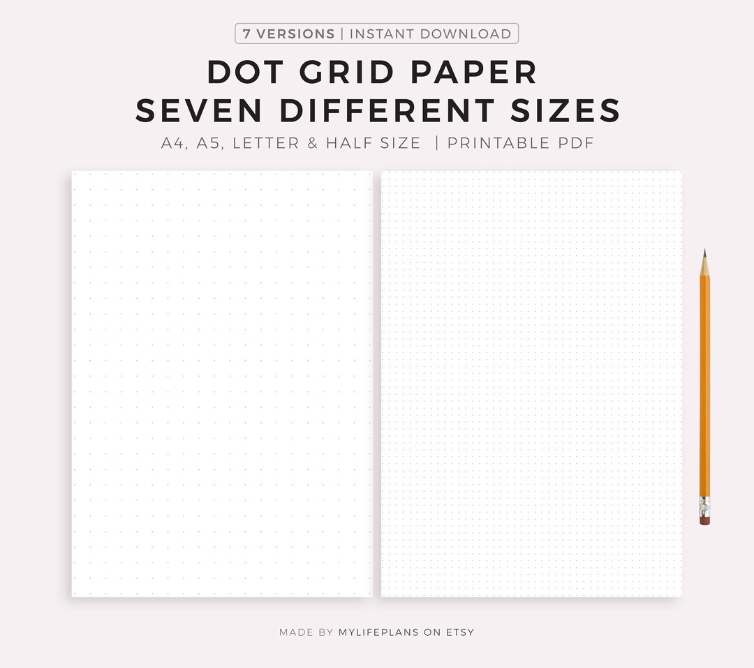 Dot Grid Paper Seven Different Sizes 4mm, 5mm, 6mm, 7mm, 8mm, 9mm, 10mm ...