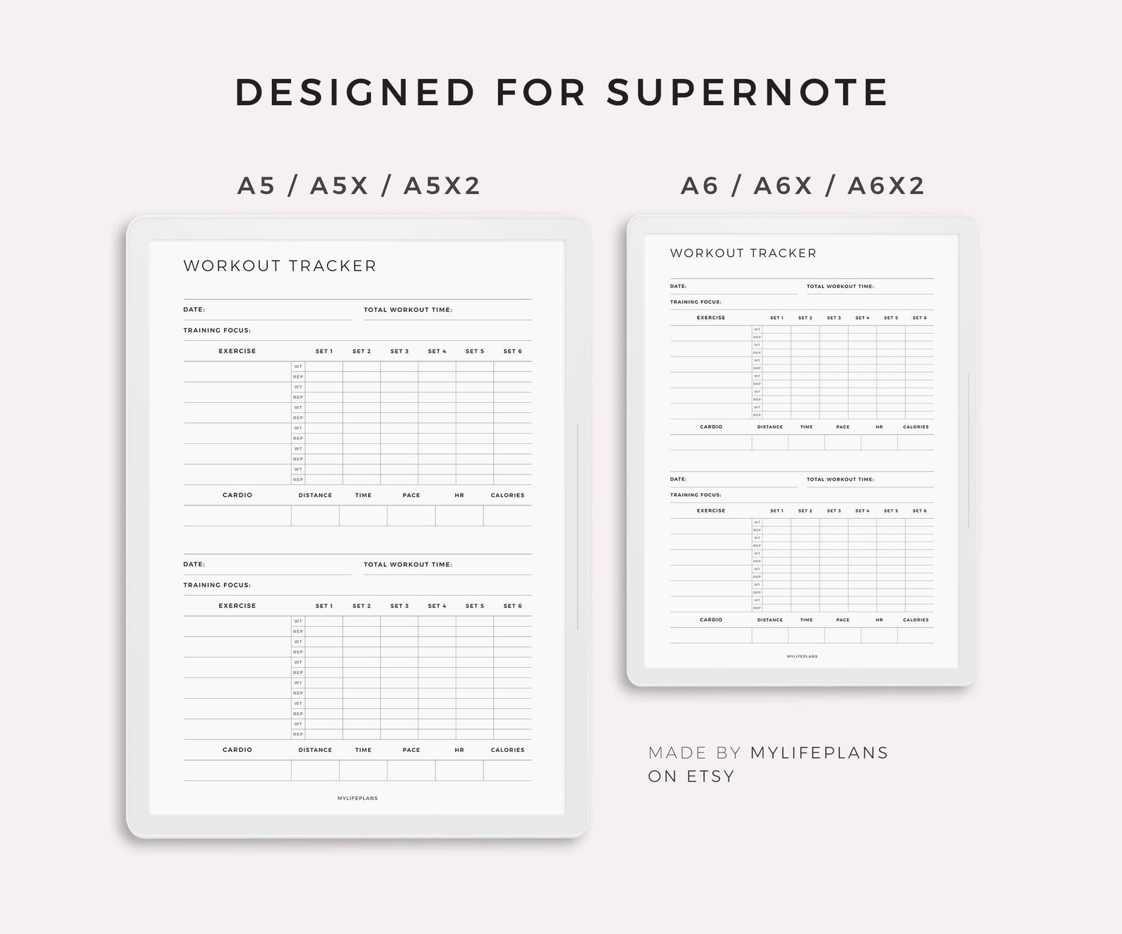 Workout Tracker for Supernote A5X2/A5X/A5/A6X2/A6X/A6, Instant Download ...