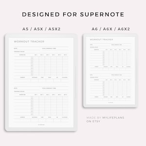 Workout Tracker for Supernote A5X2/A5X/A5/A6X2/A6X/A6, Daily Exercise ...
