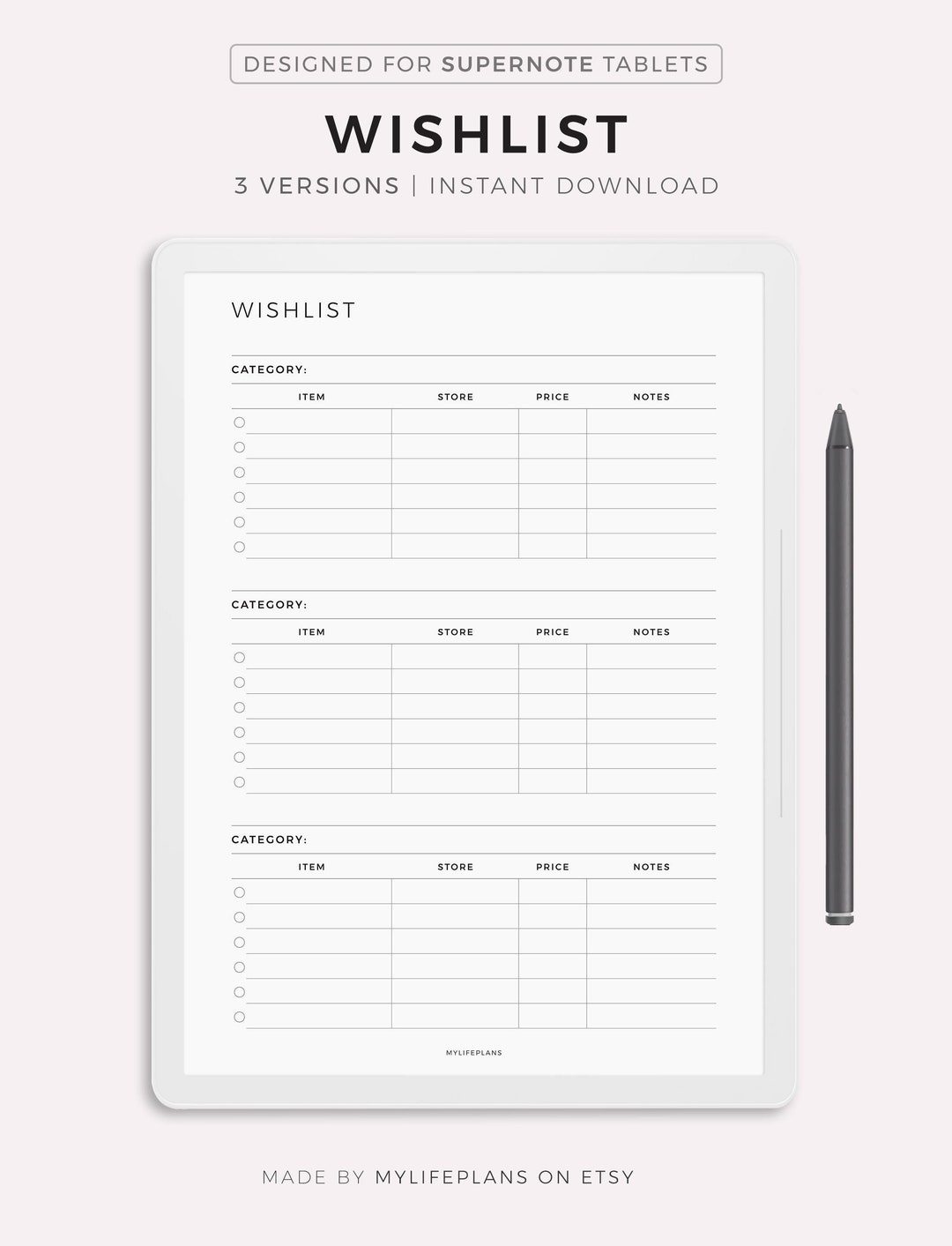 Wishlist Template for Supernote Tablets, Christmas Wish List, Holiday ...