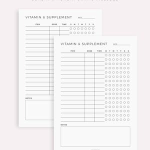 Weekly Vitamin Tracker for Remarkable Paper Pro, Supplement Checklist ...