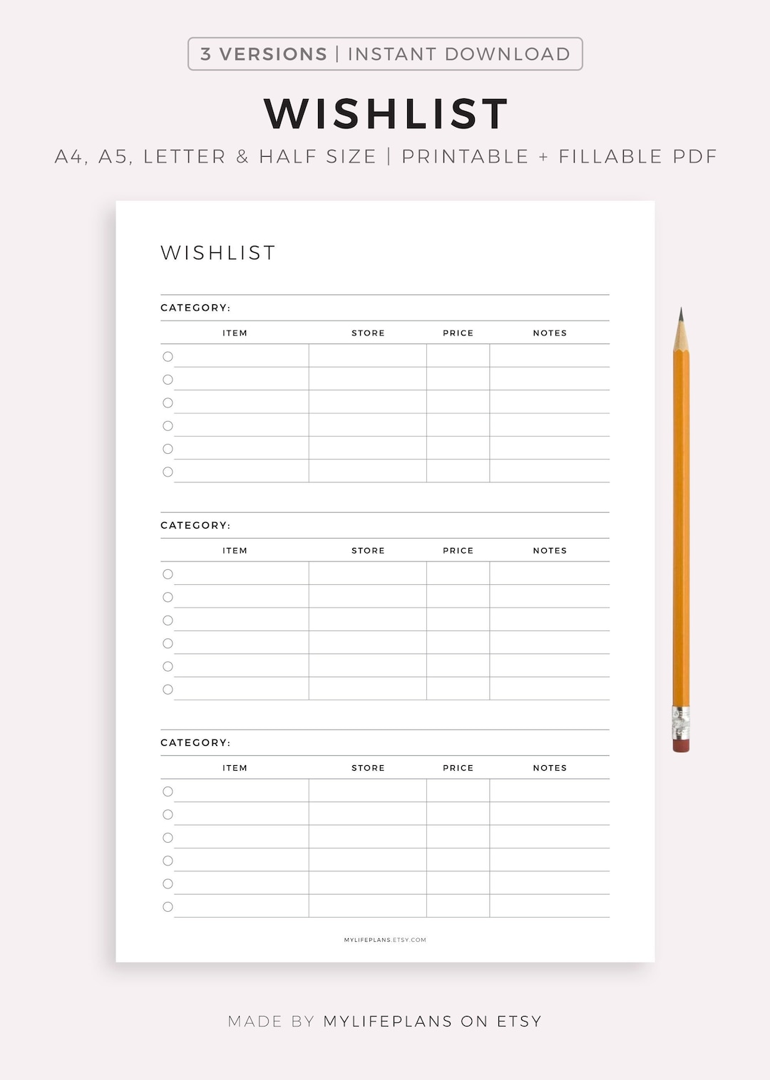 Wishlist Printable, Christmas Wish List, Holiday Wishlist Template ...