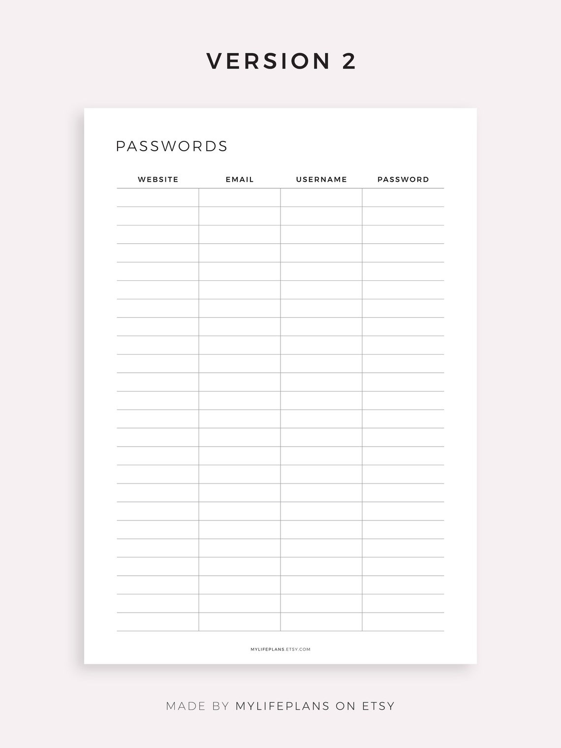 Simple Password Tracker Password Keeper Password Organizer - Etsy