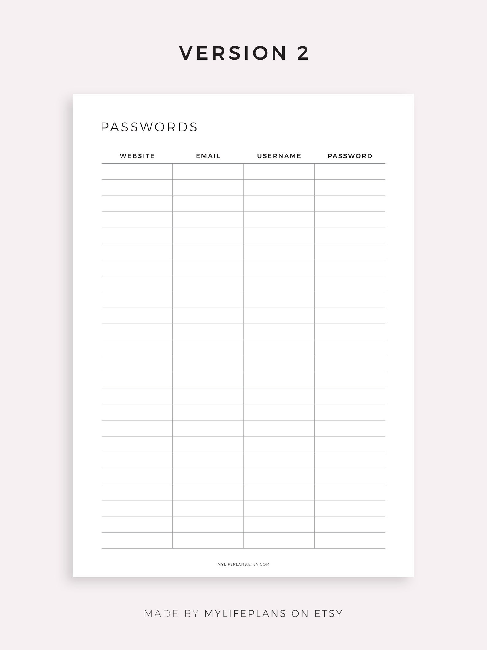 Simple Password Tracker Password Keeper Password Organizer - Etsy