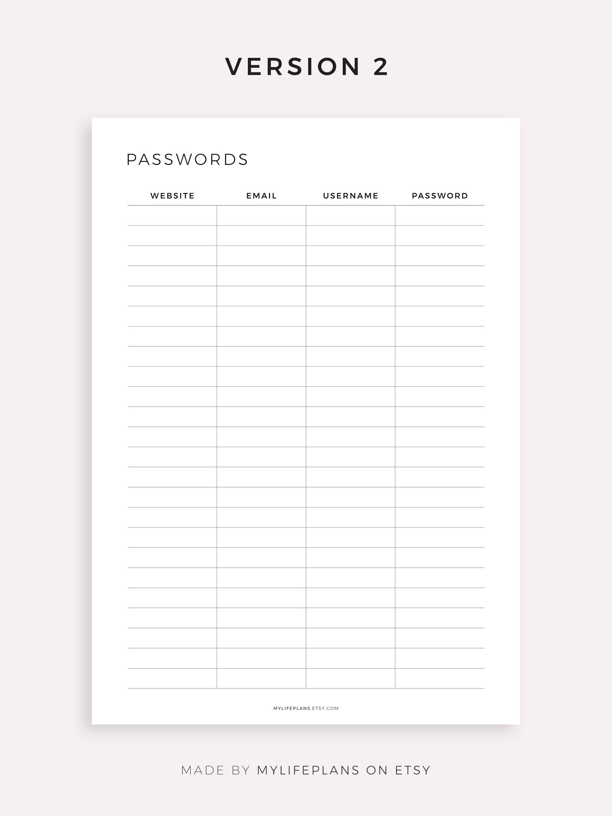 Simple Password Tracker Password Keeper Password Organizer - Etsy