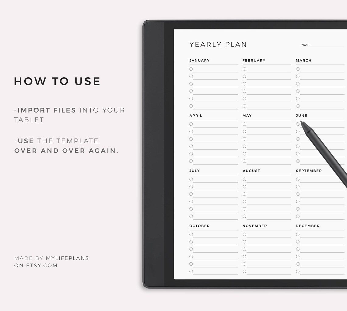 Yearly Tasks Planner for Boox Note Series / Tab Series / Go 10.3 ...