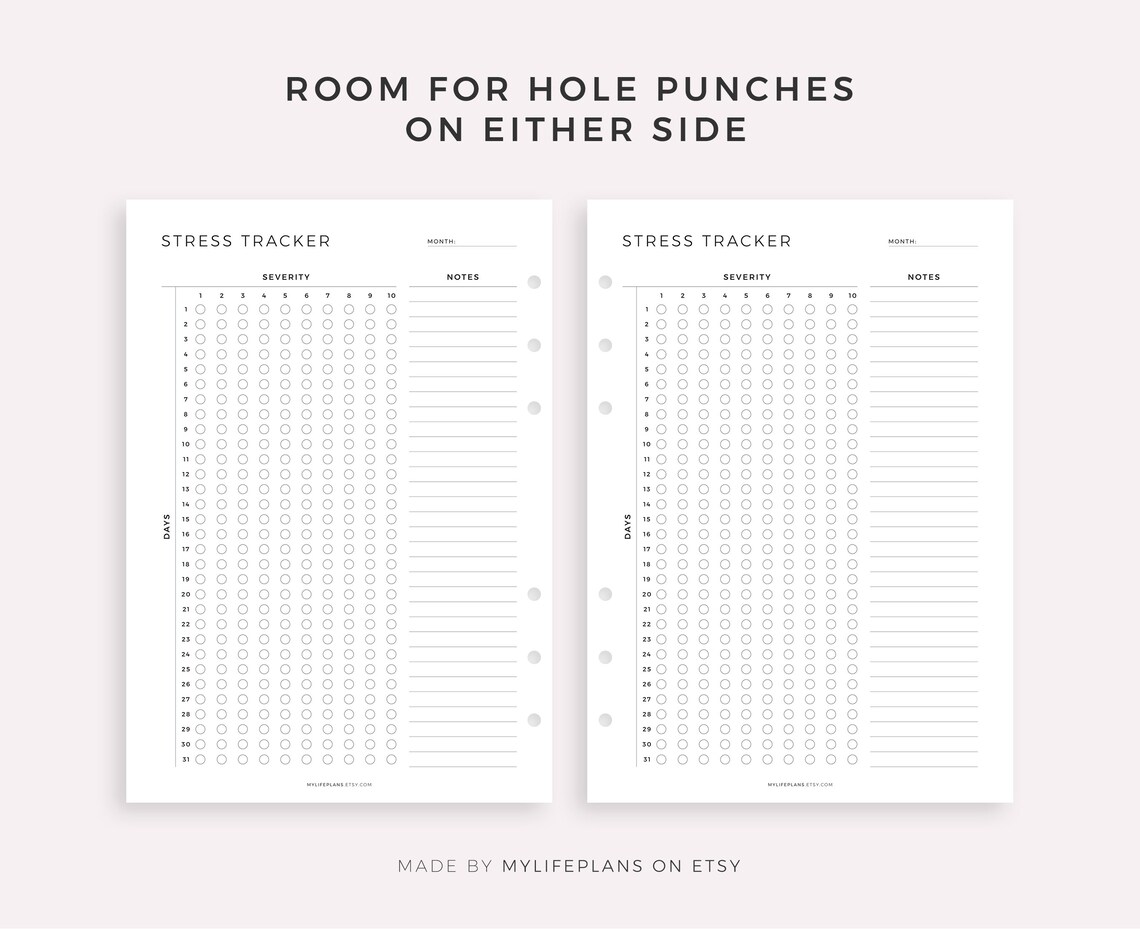 Monthly Stress Tracker Printable Template, Track Daily Stress Levels ...